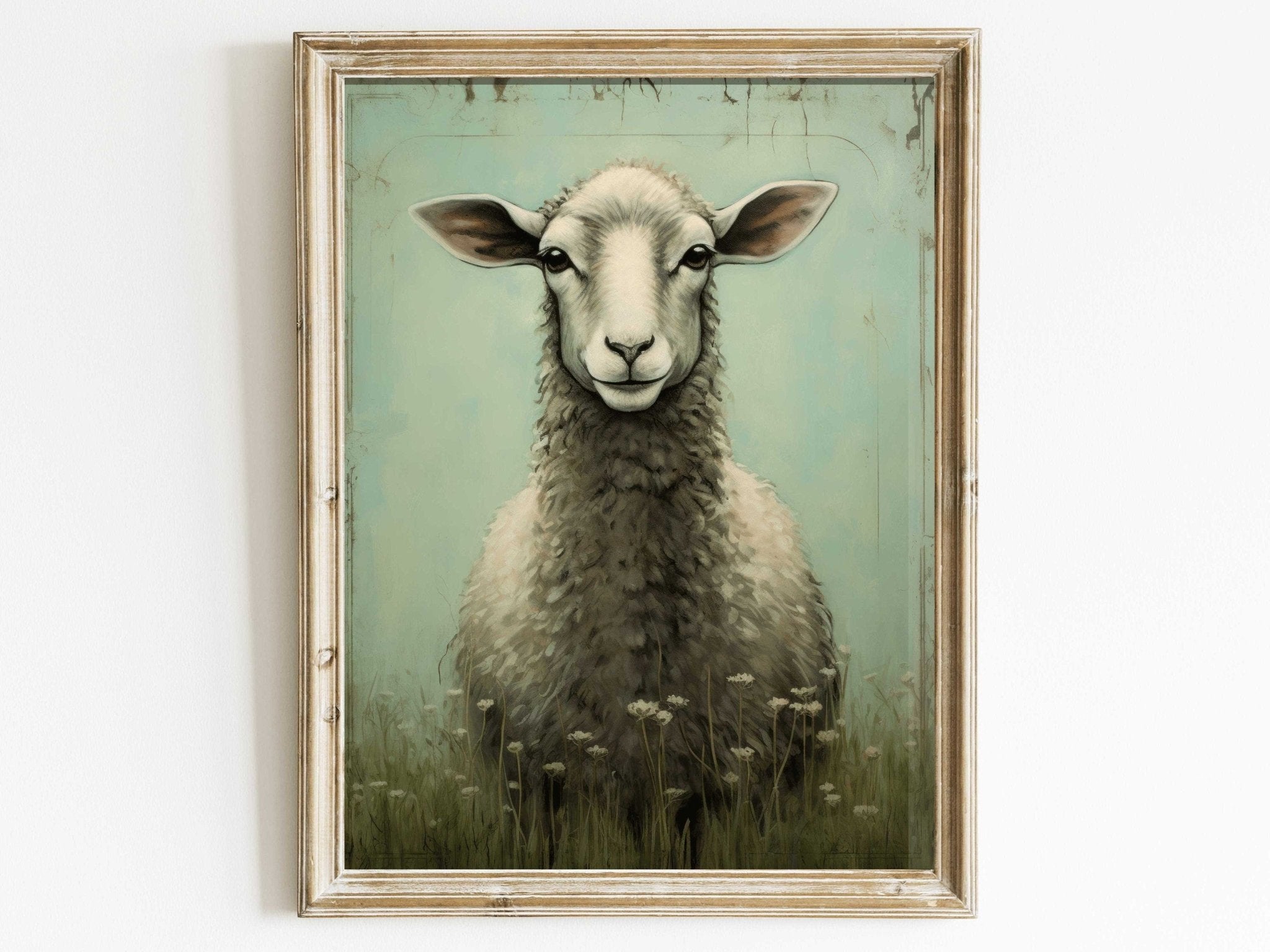 Sheep Wall Art – Farm Living Room Print – WildfieldPrints